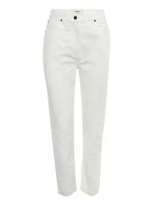 Fendi Embossed Logo Denim Trousers - White