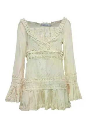 Blumarine Ruffled Silk Blouse - Neutrals