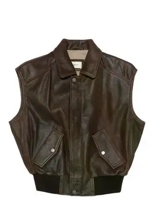 HAIKURE Leather Gilet - Brown