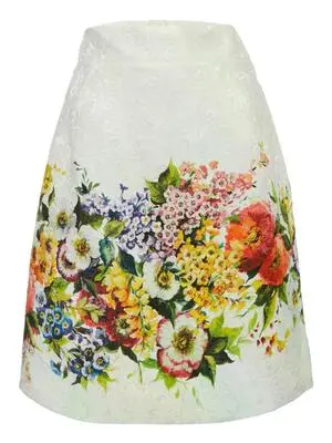 Dolce & Gabbana Floral-print A-line Midi Skirt - White