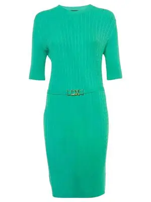 Moschino Knitted Belted Midi Dress - Green
