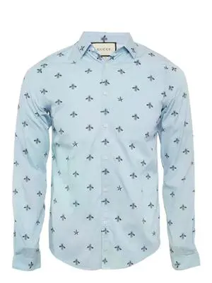 Gucci Bee-print Shirt - Blue