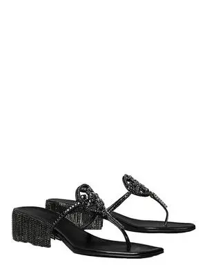 Tory Burch Miller Crystal Kitten Heel Sandals - Perfect Black/jet