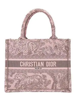 FWRD RENEW Dior Toile De Jouy Embroidery Book Tote Bag - Pink