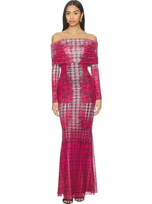 AFRM Thelma Maxi Dress - Ruby Houndstooth