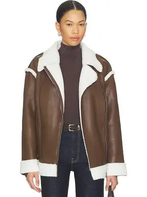 SNDYS London Oversized Biker Jacket - Chocolate
