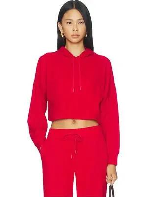Beyond Yoga Breathe Easy Ribbed Cropped Hoodie - Holly Red