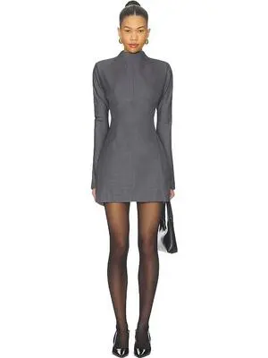 AEXAE Wool Contoured Turtleneck Mini Dress - Dark Grey