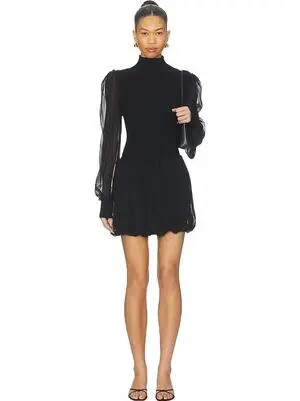 FRAME Sheer Sleeve Dress - Black