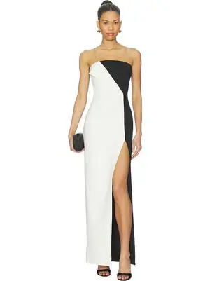 Ronny Kobo River Strapless Maxi Dress - Black & Ivory