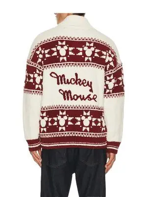 Barefoot Dreams Disney Mickey Fair Isle Zip Sweater - Cream & Crimson
