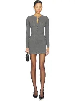 SELF-PORTRAIT Knit Mini Dress - Grey
