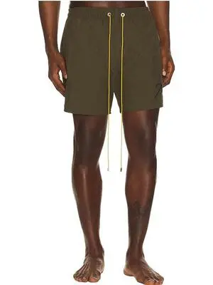 Rhude Radiator Swim Short - Moss Green & Black