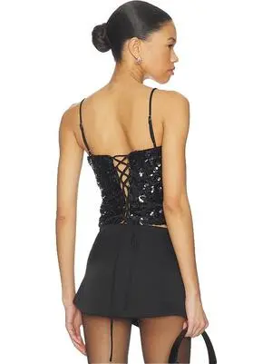 RUNAWAY THE LABEL Nessa Sequin Top - Black