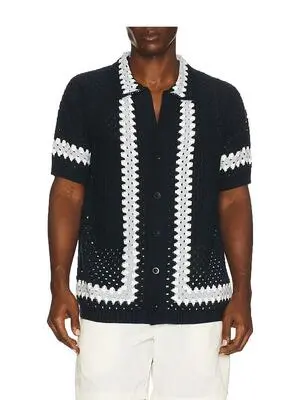 Frescobol Carioca Marques Crochet Cardigan Shirt - Navy