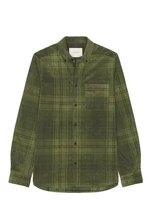 LES DEUX Kash Check Corduroy Shirt In Green - Duffel Bag