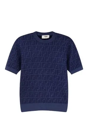 Fendi Ff Wool And Silk Sweater - Blue