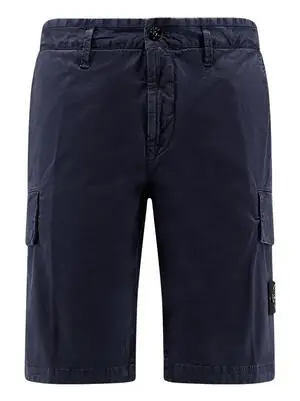 Stone Island Organic Cotton Stretch Cargo Shorts - Blue