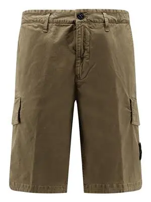 Stone Island Organic Cotton Cargo Shorts - Green