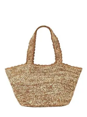 BTB LOS ANGELES Aster Trapeze Raffia Tote - Neutral