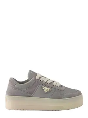 Prada Downtown Suede Platform Sneakers - Grey