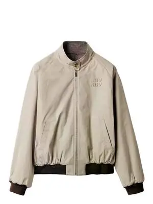 Miu Miu Reversible Bomber Jacket With Houndstooth Lining - Neutrals