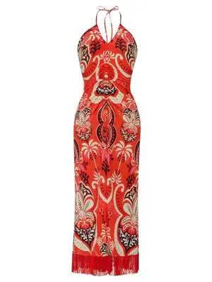 Cara Cara Shelter Island Patterned Midi Dress - Red