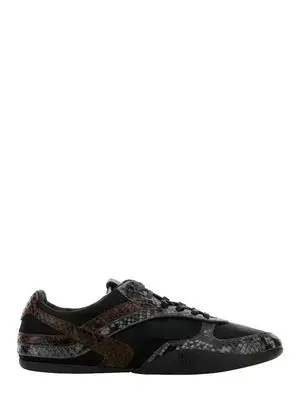 Miu Miu Snake-effect Lace-up Sneakers - Black