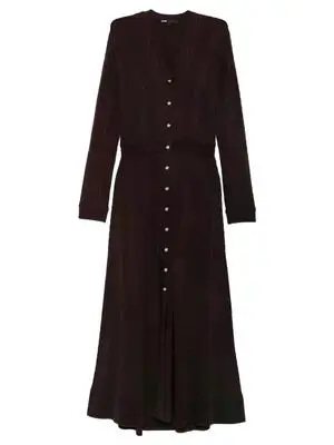 Maje Cable-knit Buttoned A-line Dress - Brown