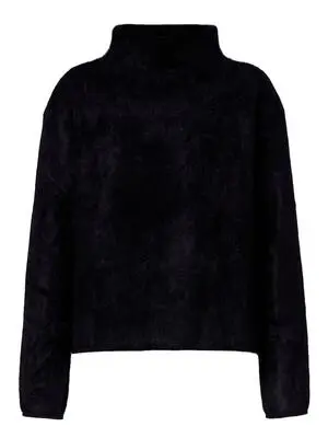 LISA YANG Ribbed Cashmere Mockneck Sweater - Black