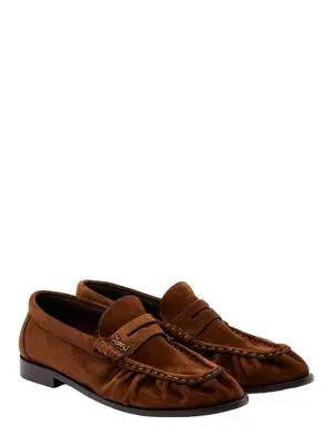 Saint Laurent Le Loafer Suede Penny Loafers - Brown