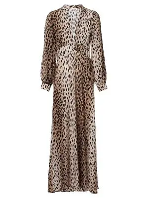 Rixo Emory Printed Silk Maxi Dress - Brown