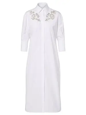 Erdem Embroidered Cotton Poplin Shirt Dress - White