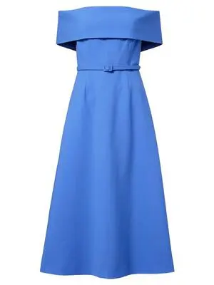 Carolina Herrera Belted Wool-blend Midi Dress - Blue