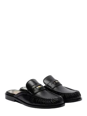 Burberry Leather Mules - Black
