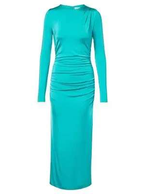 Carolina Herrera Ruched Jersey Midi Dress - Blue