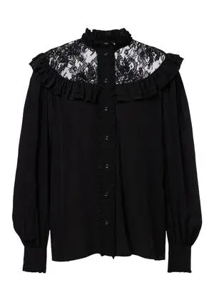 Chloé Lace-trimmed Silk Blouse - Black