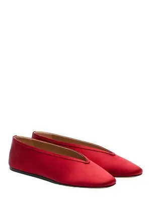 Le Monde Beryl Luna Satin Ballet Flats Red