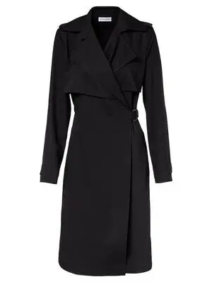 Burberry Belted Wool Wrap Dress - Black