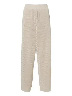 Brunello Cucinelli Knitted Cotton-blend Wide-leg Pants - Beige