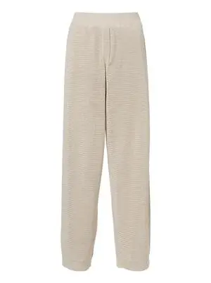 Brunello Cucinelli Knitted Cotton-blend Wide-leg Pants - Beige