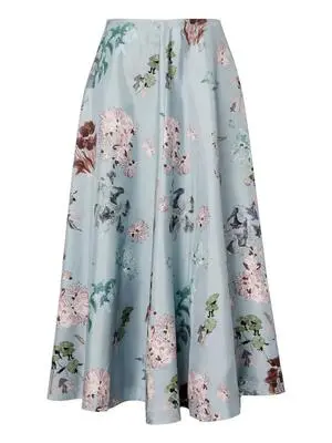 Altuzarra Varda Floral Silk Midi Skirt - Blue