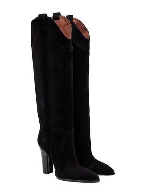 Paris Texas Lavinia Suede Knee-high Boots - Black