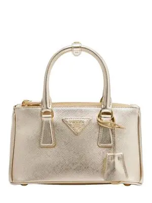 Prada Galleria Mini Metallic Leather Tote - Gold