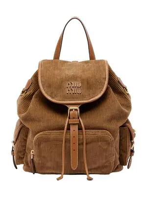 Miu Miu Leather-trimmed Corduroy Backpack - Brown