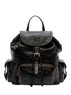 Miu Miu Leather Backpack - Brown