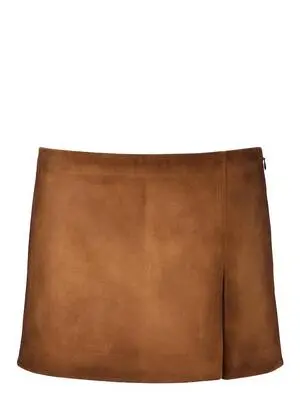 Miu Miu Mini Suede Skirt - Brown