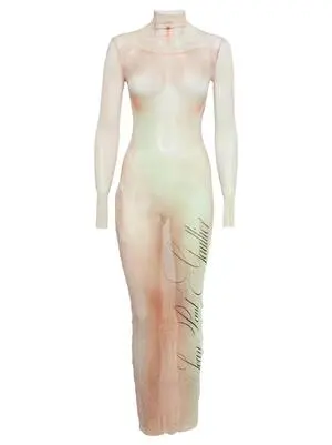 JEAN PAUL GAULTIER Graphic-print Long-sleeve Dress - Neutrals