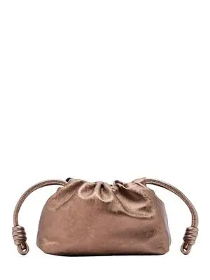 Loewe Flamenco Mini Metallic Leather Clutch - Brown