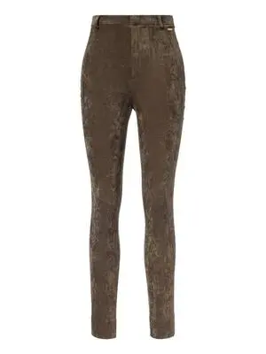 Gucci Cotton-blend Velvet Leggings - Brown